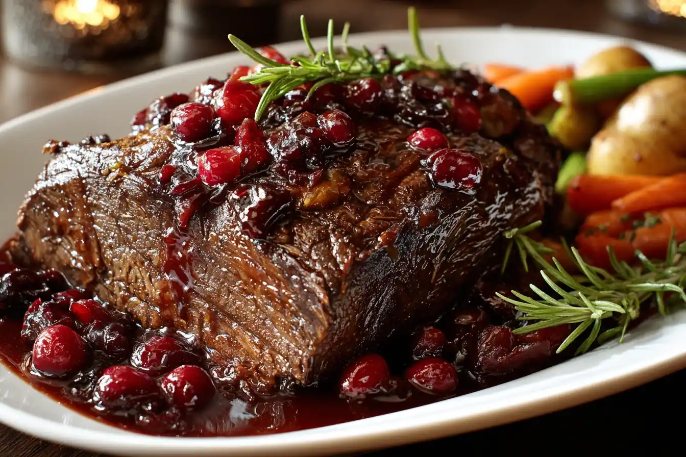 Slow-Braised Beef Roast with Cranberry Balsamic Glaze