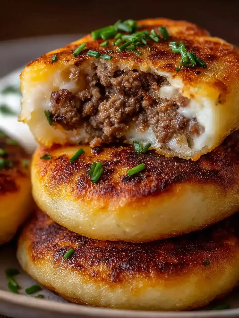 Stuffed Potato Pancakes with Ground Beef : Crispy & Savory