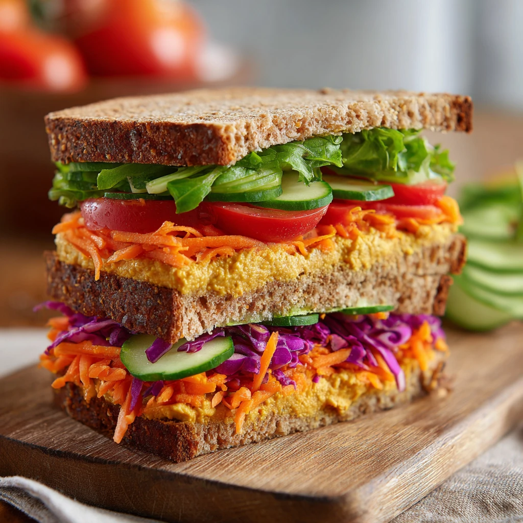 Veggie and Hummus Sandwich - Easy Healthy Lunch